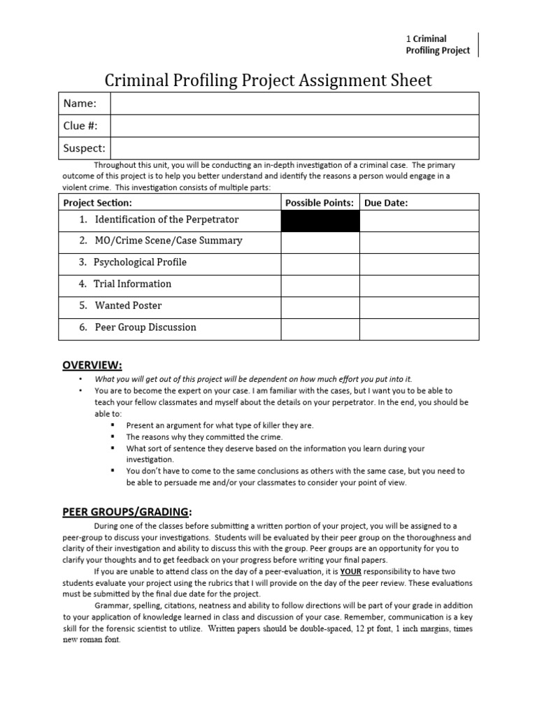 Criminal Profile Project | PDF | Domestic Violence | Murder