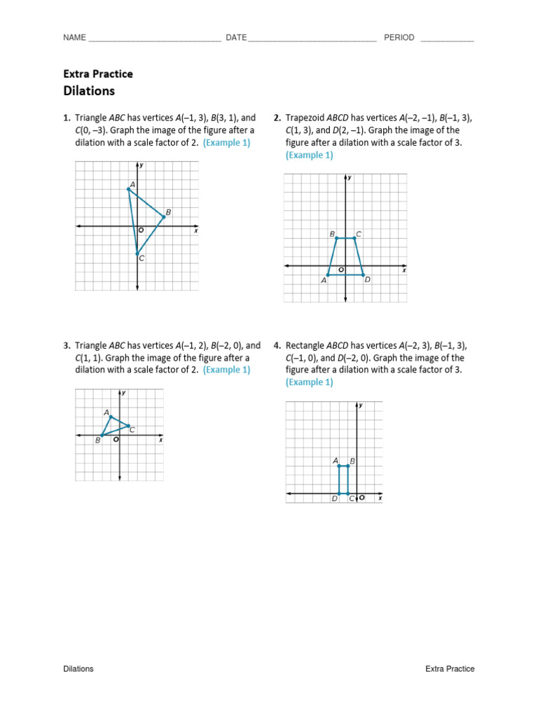 Dilation Practice Worksheet | PDF | Vertex (Graph Theory) | Rectangle