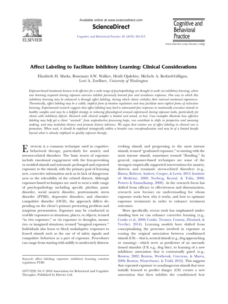 Affect Labelling and Exposure | Download Free PDF | Emotions ...