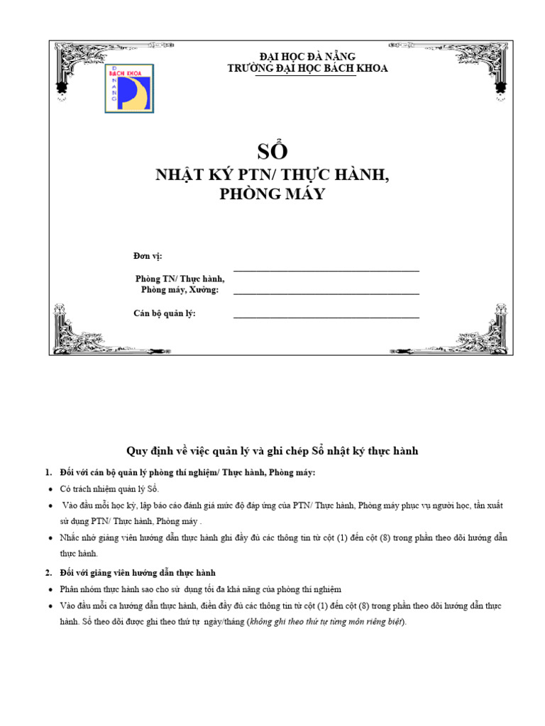 So Nhat Ky PTN, Thuc Hanh | PDF