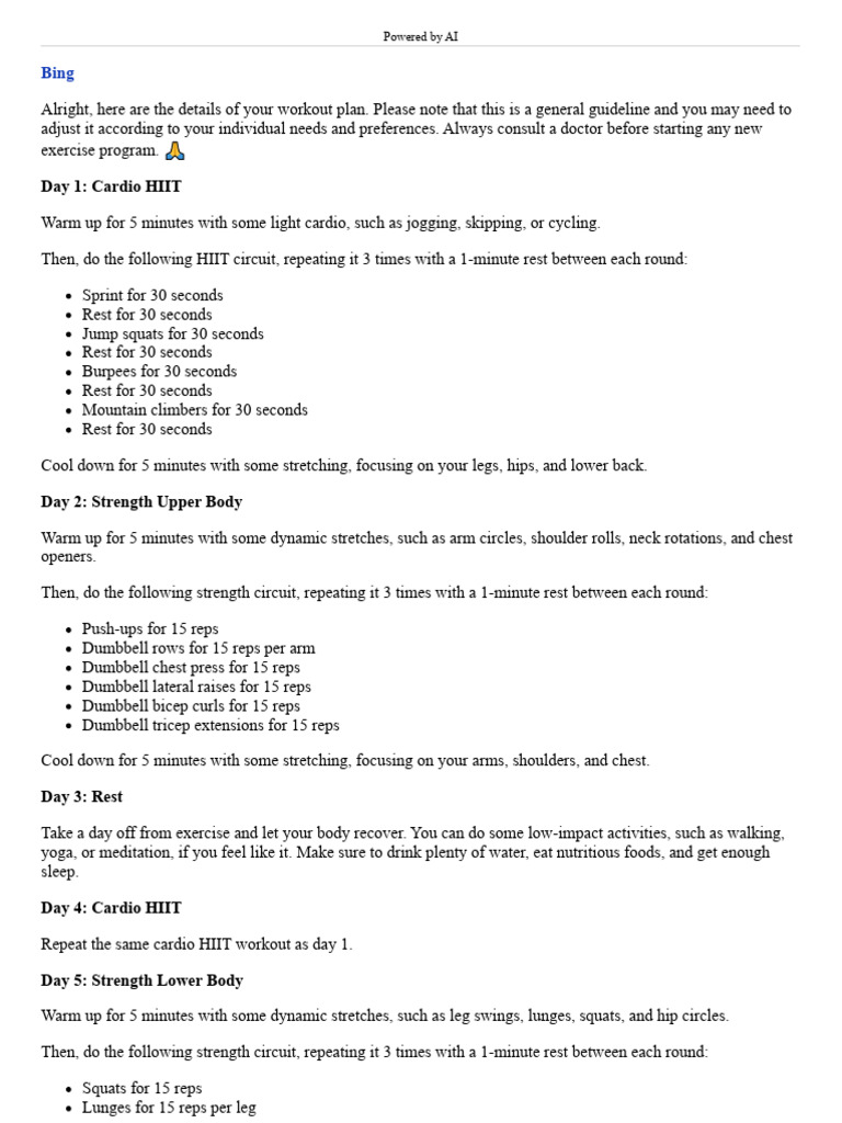 Fitness Plan | PDF | High Intensity Interval Training | Aerobic Exercise