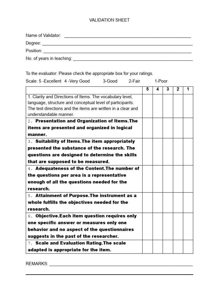 Validation Sheet 2 | PDF