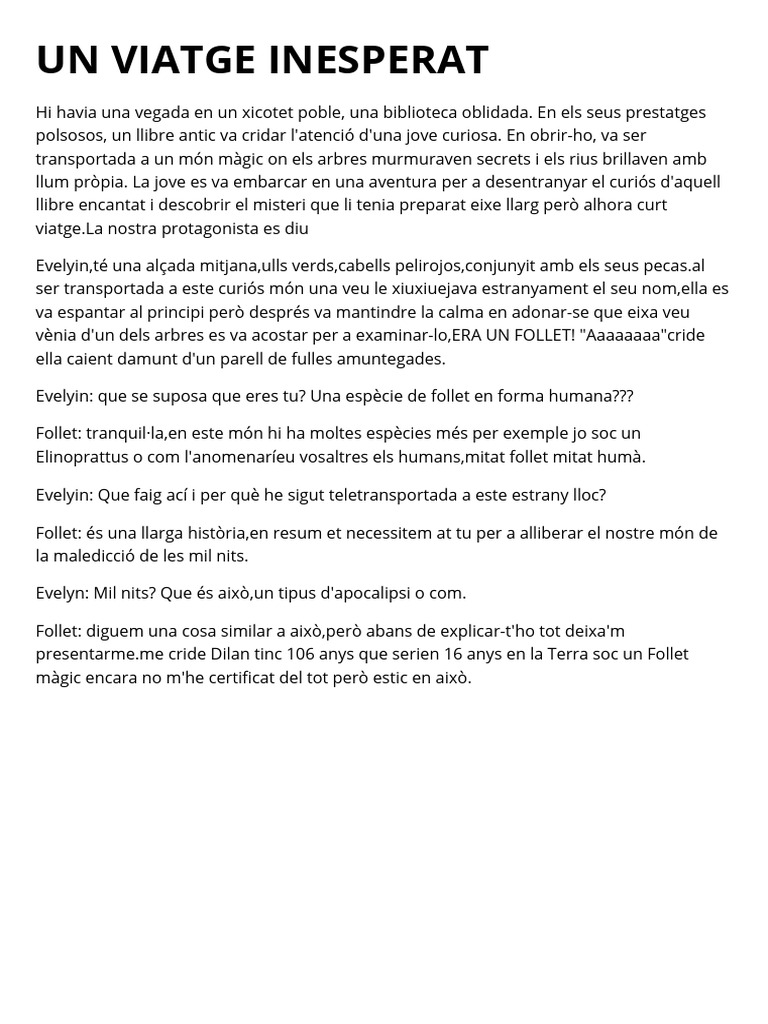 Un Viatge Inesperat. | PDF Un Viatge Inesperat. | PDF