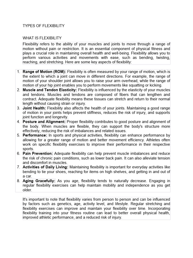 Flexibility | PDF | Flexibility (Anatomy) | Muscle Contraction