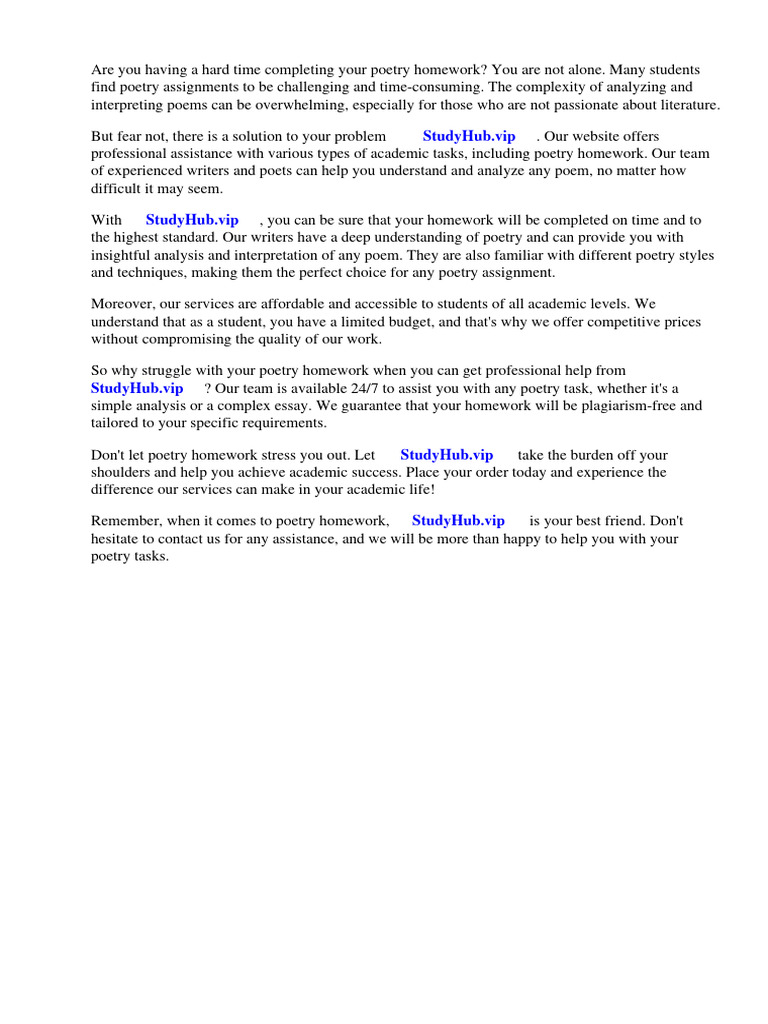 Poetry Homework Tasks | PDF | Poetry | Linked In