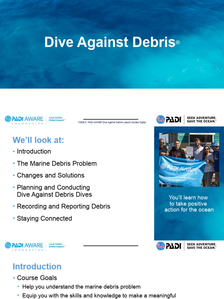 70556-5 PADI AWARE Dive Against Debris Lesson Guide Digital - 0 | PDF | Scuba Diving | Earth ...