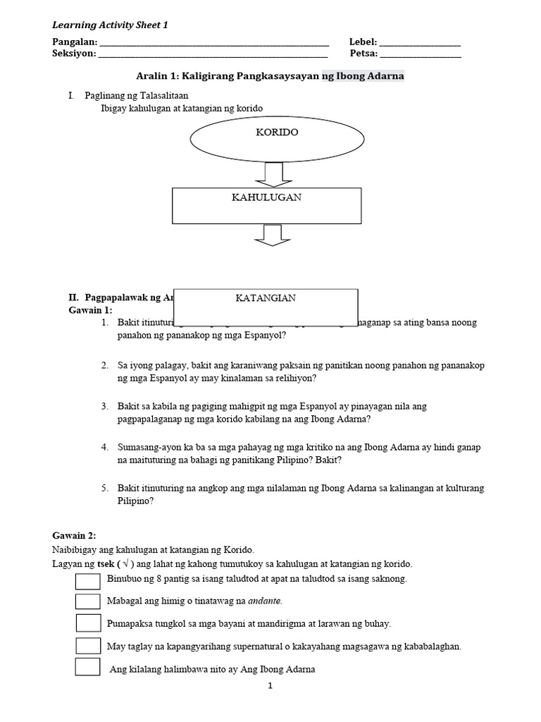 Q4 Las 1 - Kaligirang Pangkasaysayan NG Ibong Adarna1 | PDF