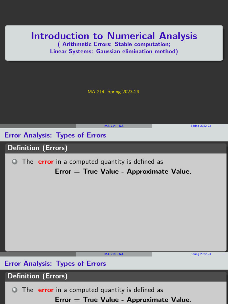 MA 214 Lecture 5 | PDF | Error | Square Root