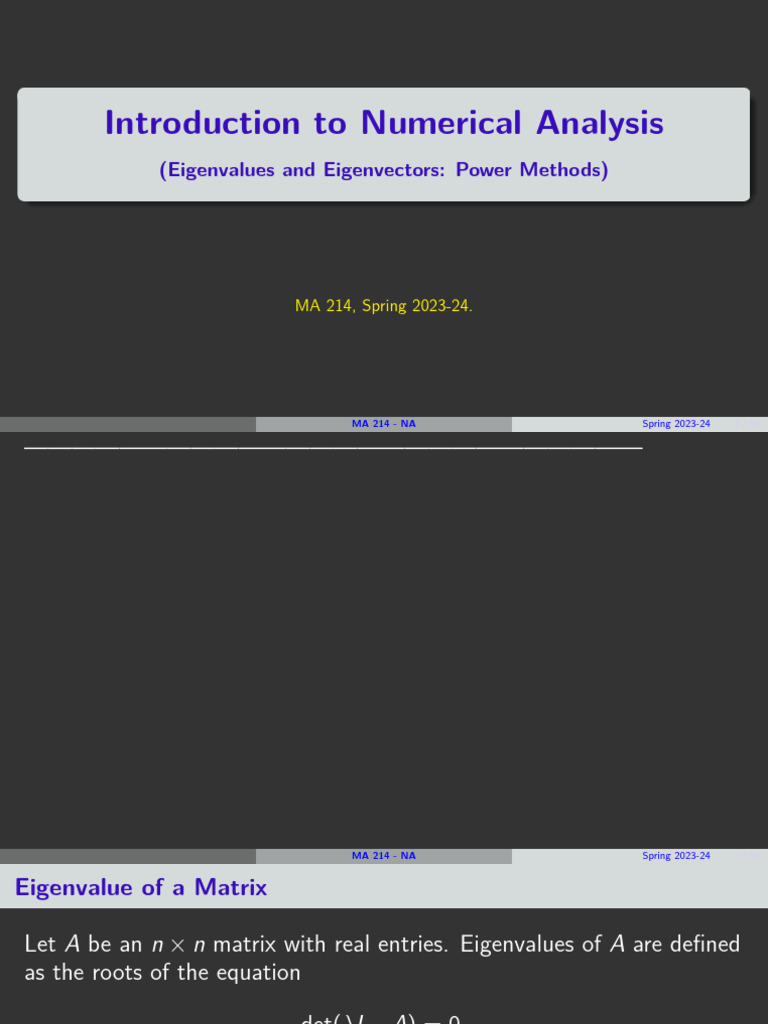 MA 214 Lecture 11 | PDF | Eigenvalues And Eigenvectors | Matrix (Mathematics)