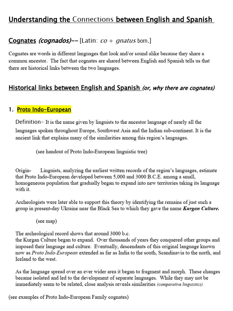 Eng-Spanish Connections PIE To Present | PDF | English Language | Latin