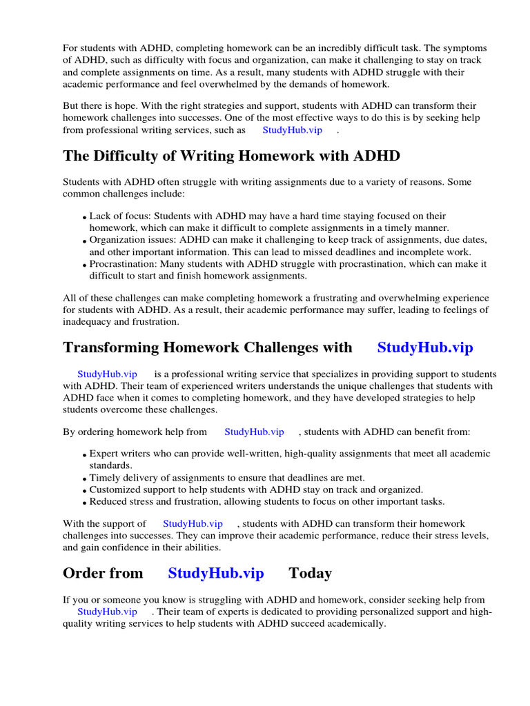 Adhd Homework Challenges Transformed | PDF | Attention Deficit ...