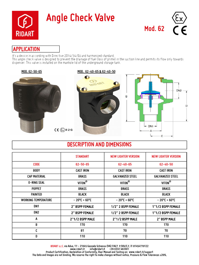 Fiche Technique Clapet Antiretour | PDF | Valve | Pipe (Fluid Conveyance)
