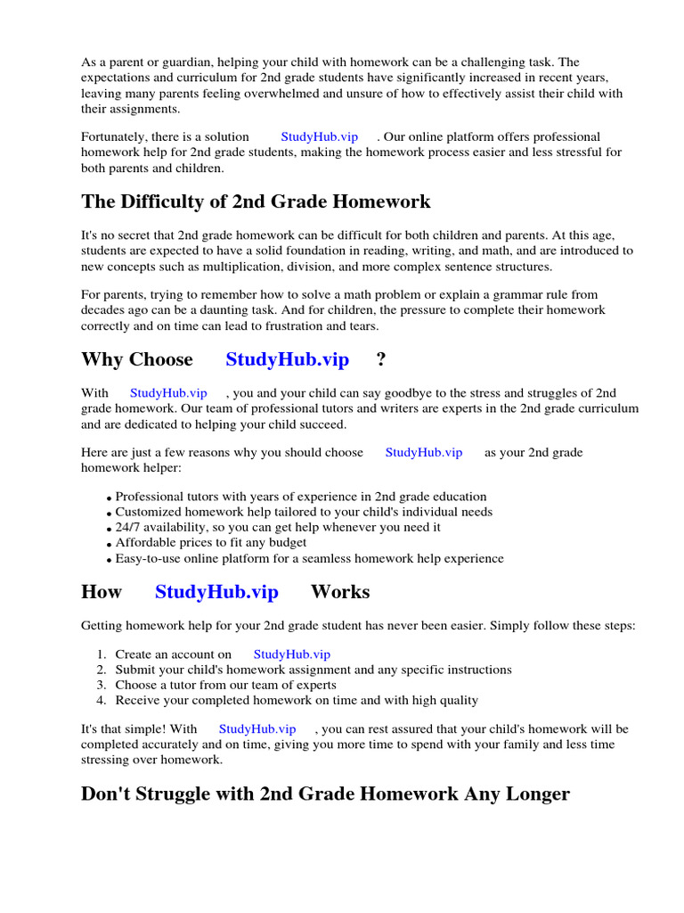 2nd Grade Homework Helper | Download Free PDF | Homework