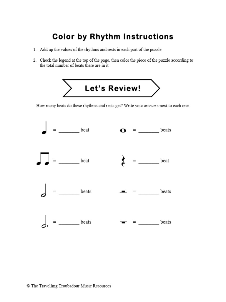 Color by Rhythm Instructions: - Beat - Beats | PDF | Musicology ...