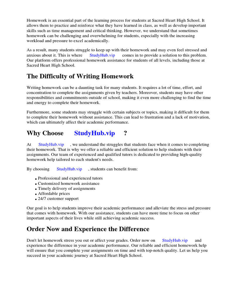Sacred Heart High School Homework Now | PDF | Homework | Social Media