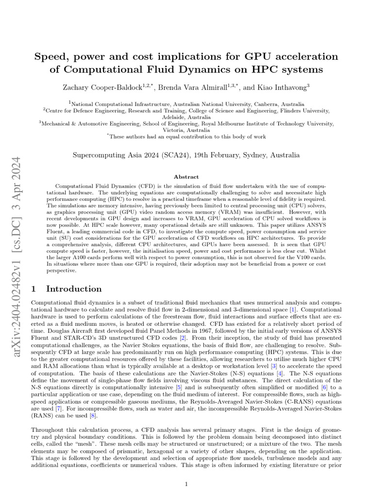 Speed Power And Cost Implications For Gpu Acceleration Of Computational Fluid Dynamics On Hpc