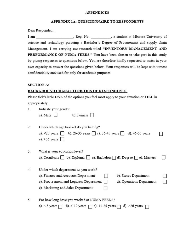 Appendix A 1111 | PDF | Inventory | Supply Chain Management