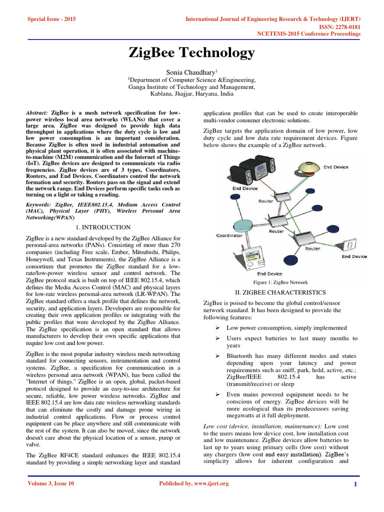 ZigBee Device Types and Functions | PDF | Computer Network | Network ...