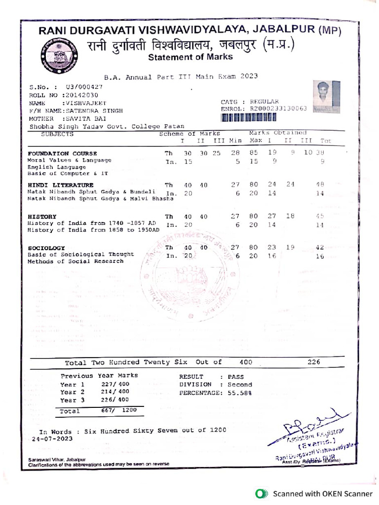 Sample marksheet pdf | PDF