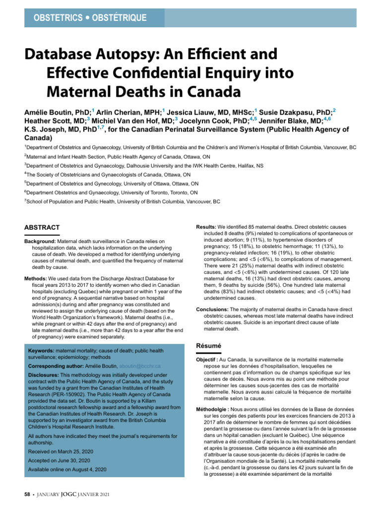 Database Autopsy An Efficient and Effective Confi | PDF | Maternal Death | Gynaecology