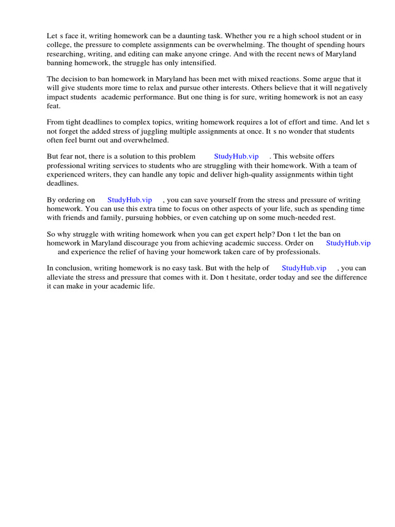 Did Maryland Ban Homework | PDF | Homework | Teachers