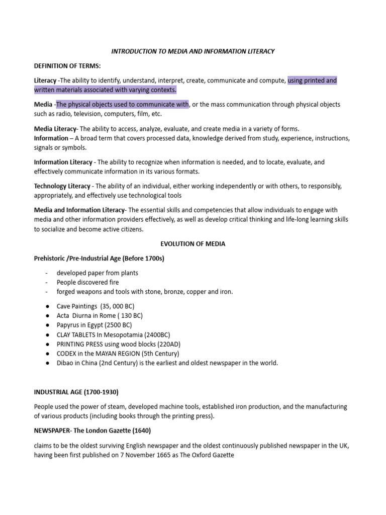Introduction To Media and Information Literacy | PDF | Information ...