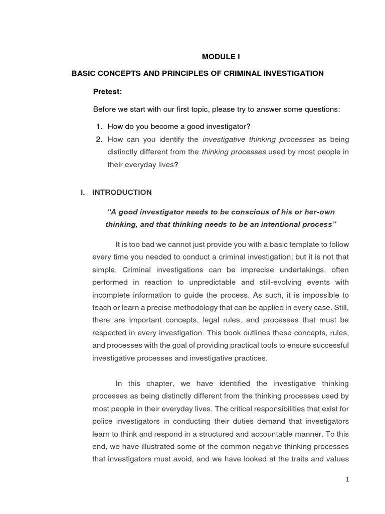 CDI1 Fund of Inves and Intel MODULE 1 Basic Concepts of Crim Inves ...