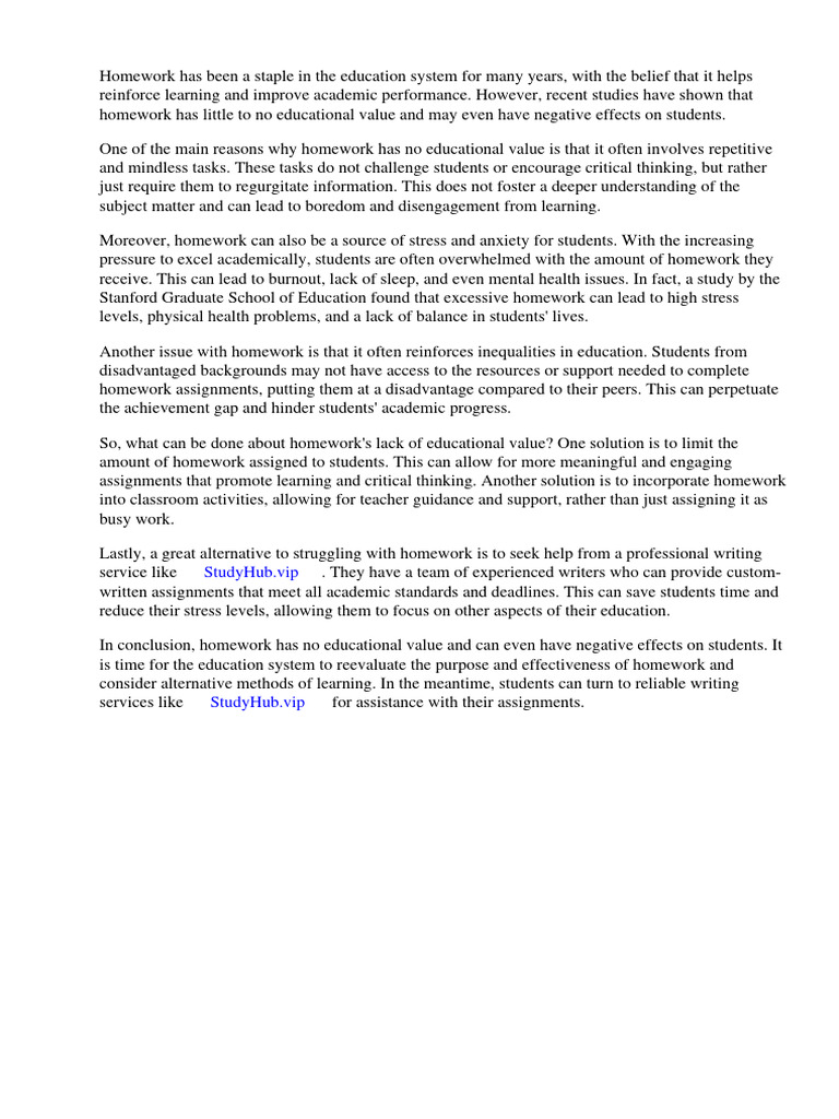 Homework Has No Educational Value | PDF | Homework | Teachers