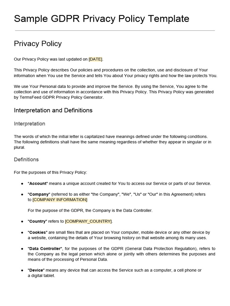 Sample GDPR Privacy Police Template | PDF | Http Cookie | Information ...