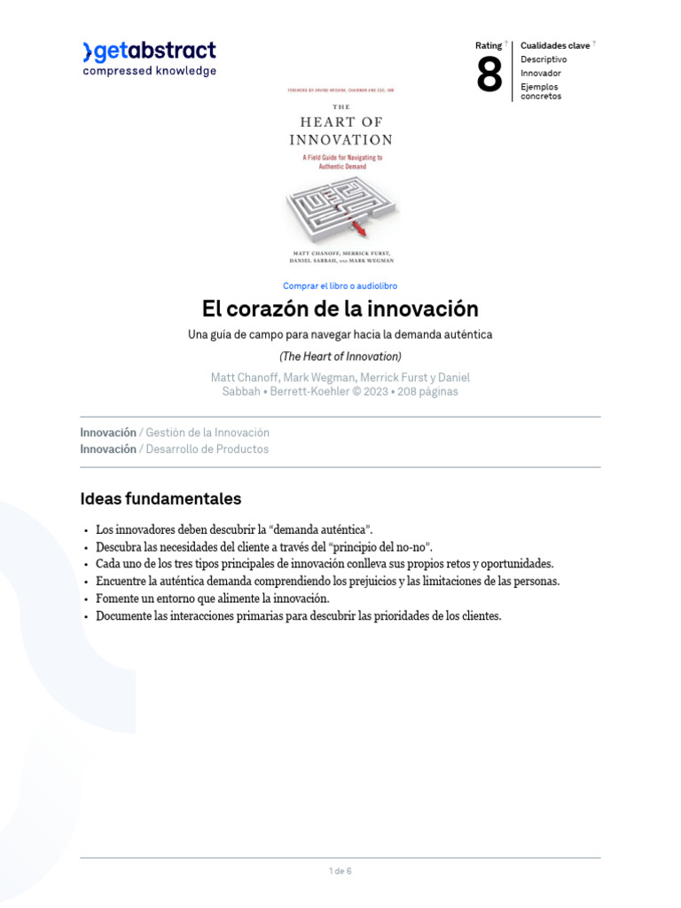 El Corazon de La Innovacion Chanoff Es 48642 | PDF | Innovación ...
