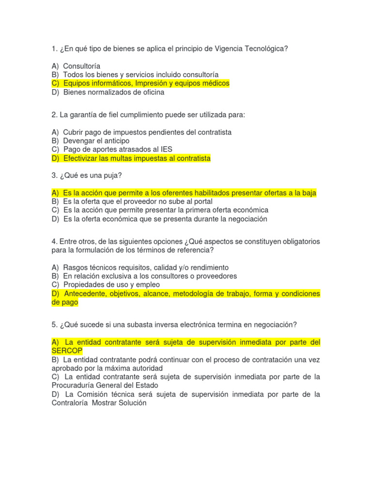 Examen Sercop 2023 | PDF | Subasta | Presupuesto