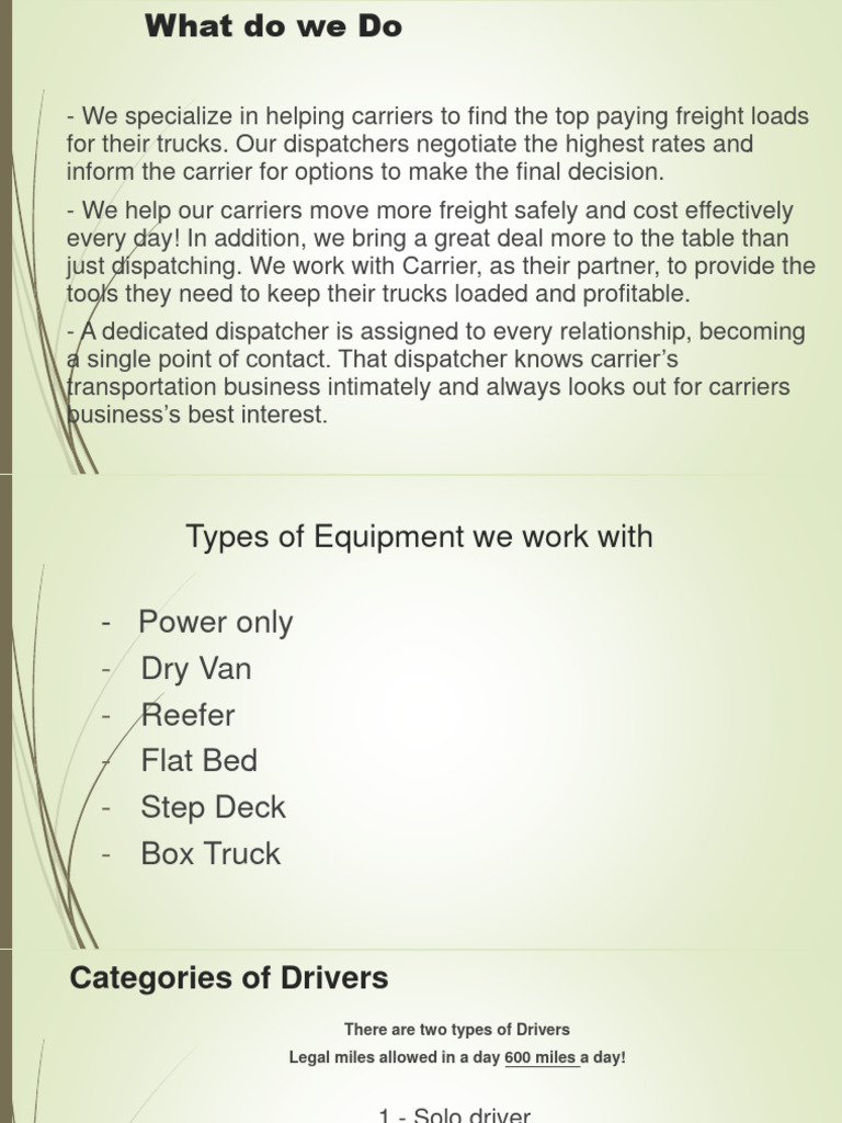 Dispatch Training Manual-1 | PDF | Cargo | Truck Dispatch Training Manual-1 | PDF | Cargo | Truck