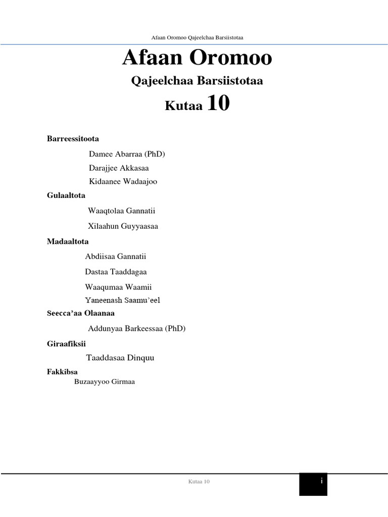 A.oromoo Teachers Guide Grade 10 - Copy | PDF