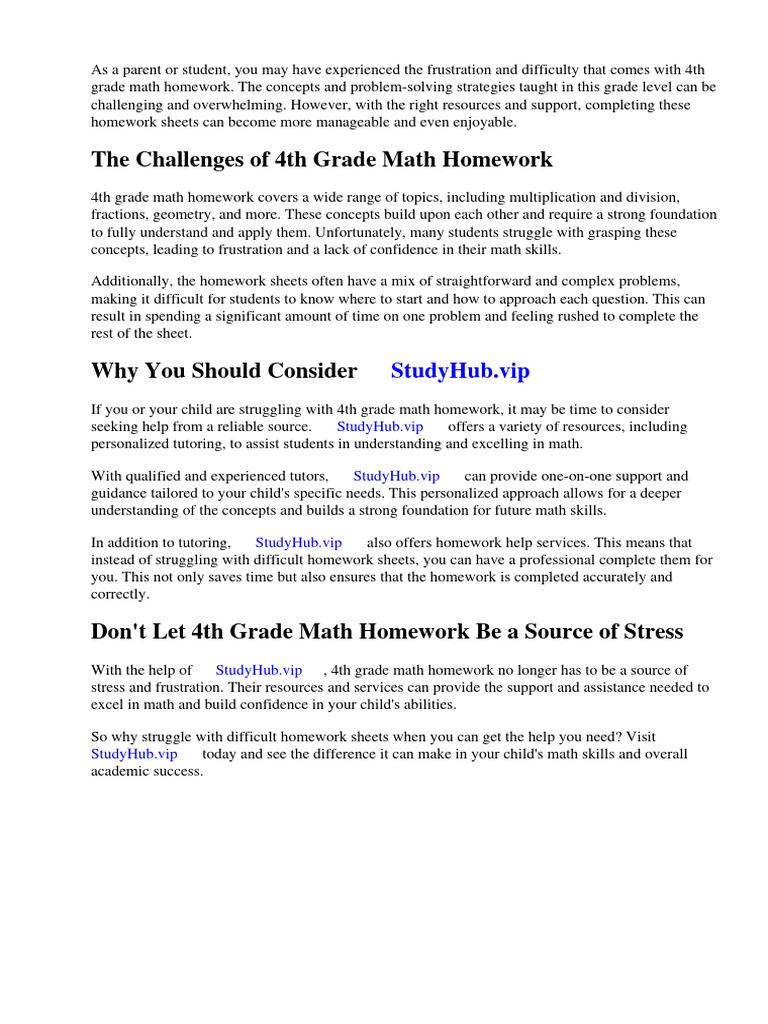 4th Grade Math Homework Sheets | PDF | Worksheet | Mathematics