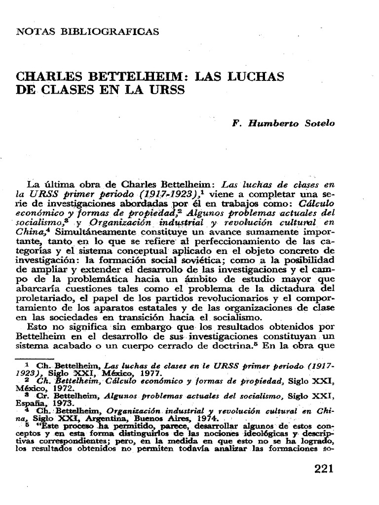 SOTELO - Charles Bettelheim, Las Luchas de Clases en La URSS | PDF ...