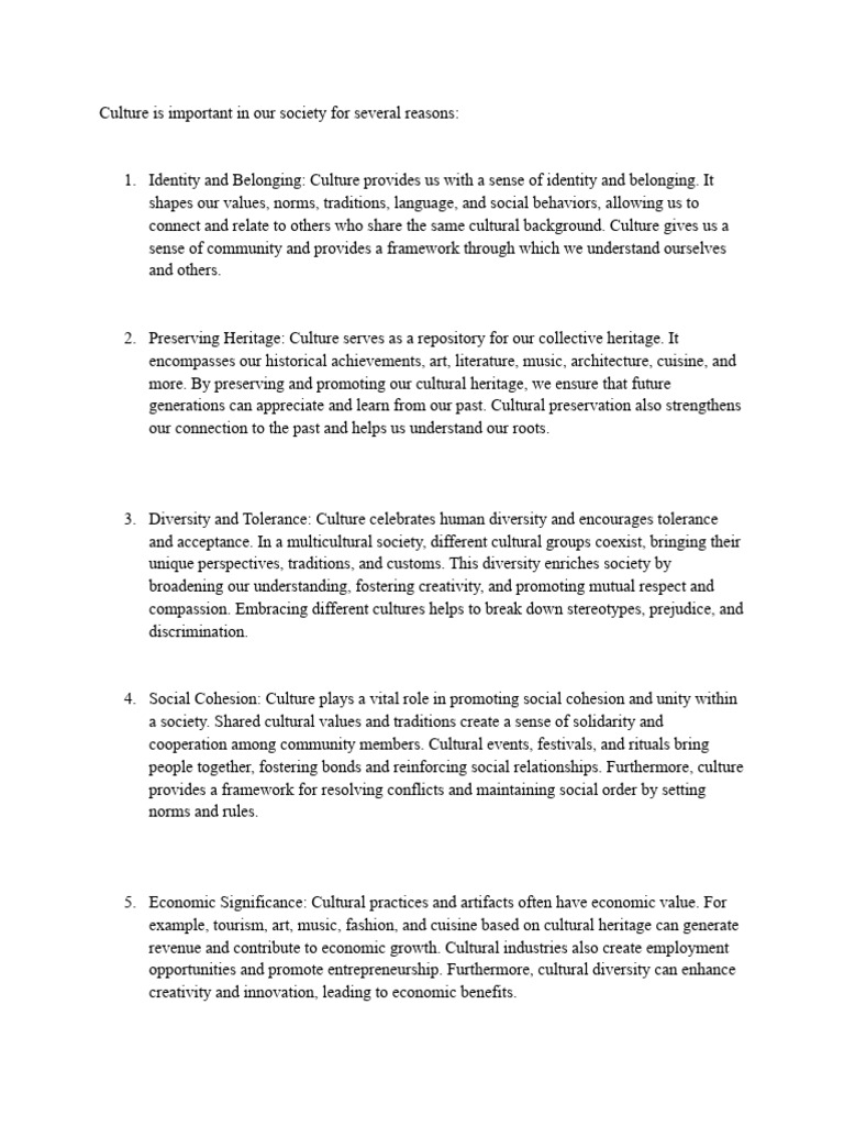 Culture and Its Importance | PDF | Identity (Social Science) | Society