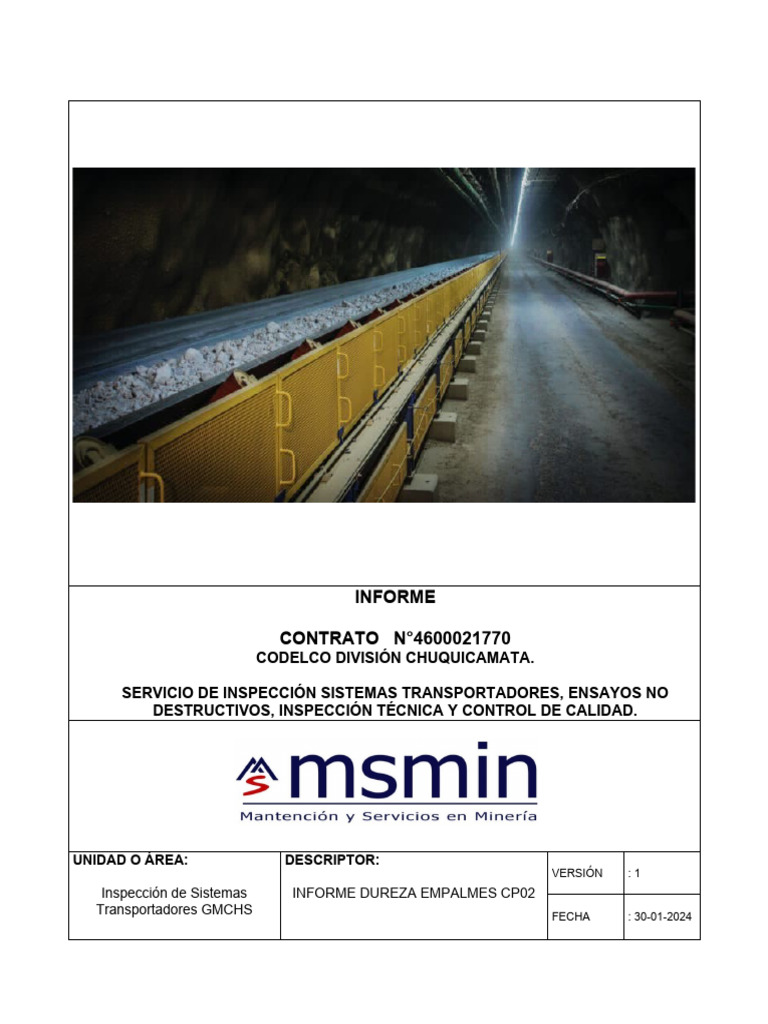 Informe Durezas - Empalmes CP02 | PDF | Análisis de sistemas | Evaluación