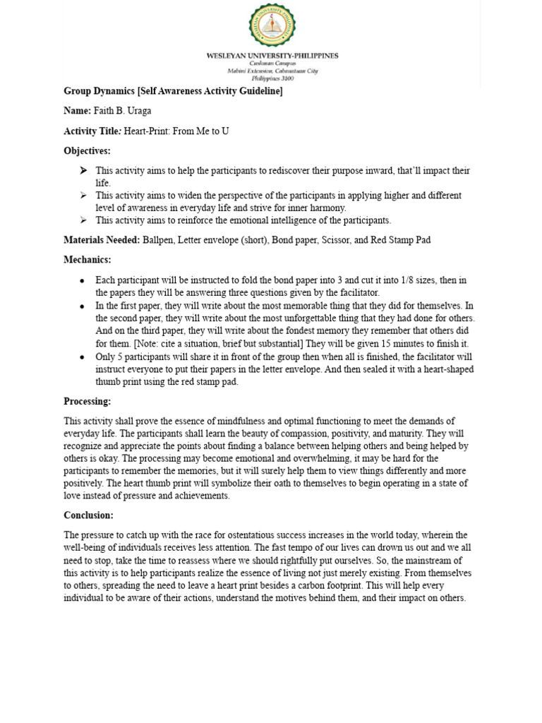 Group Dynamics (Midterm Requirements) FAITH-B-URAGA | PDF | Envelope | Cognitive Science