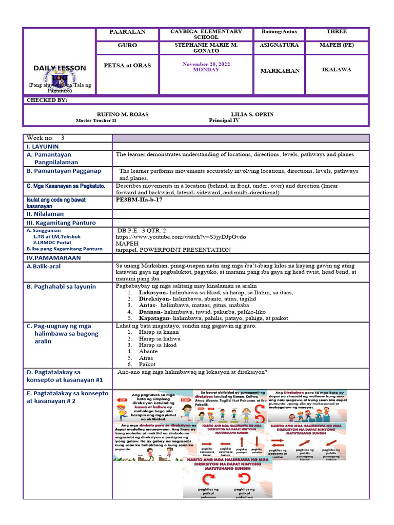 DLL MAPEH P.E. Q2 Nov.20 | PDF