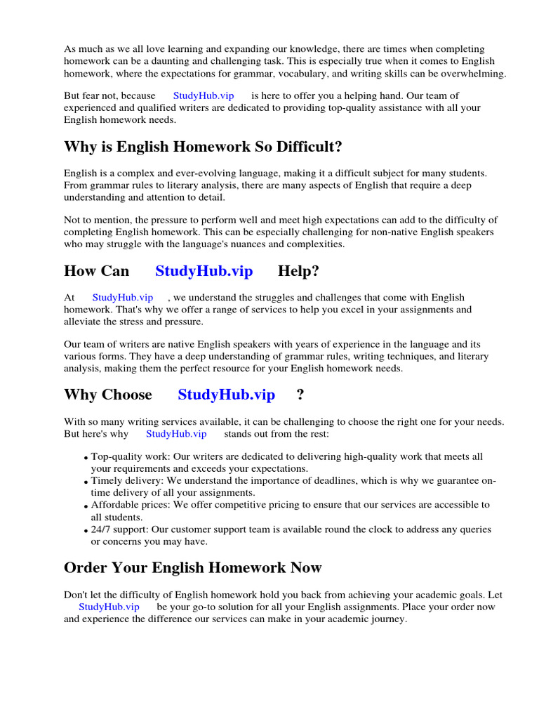 Need Help On English Homework | PDF | Homework | English Language