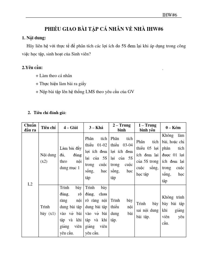Phieu Giao Bai Tap Ve Nha IHW#6 | PDF
