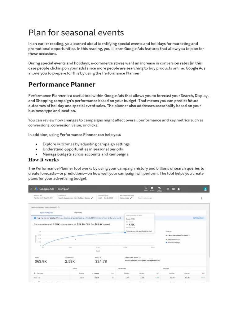 Plan For Seasonal Events | PDF | Forecasting | Budget