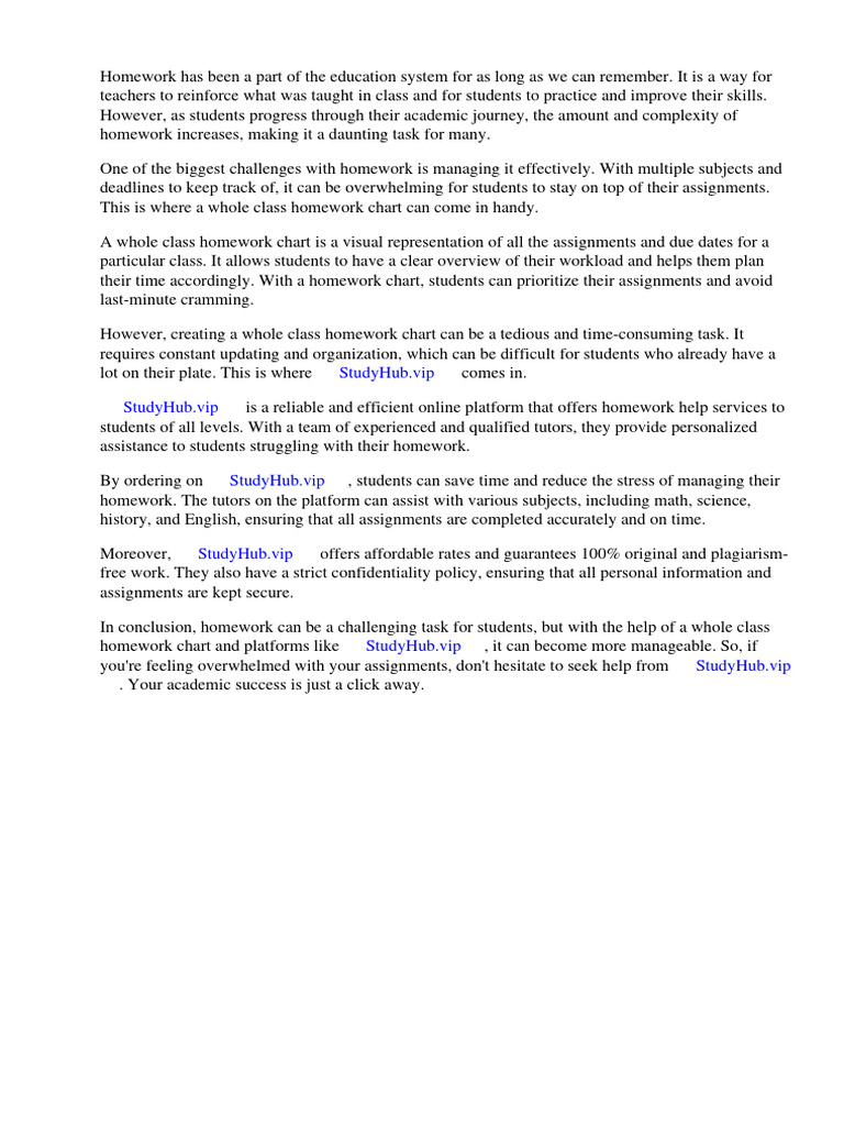 Whole Class Homework Chart | PDF | Homework