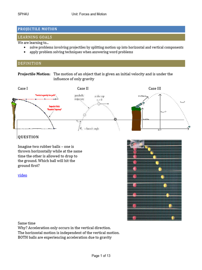 13 Projectile Motion | PDF | Mechanics | Classical Mechanics