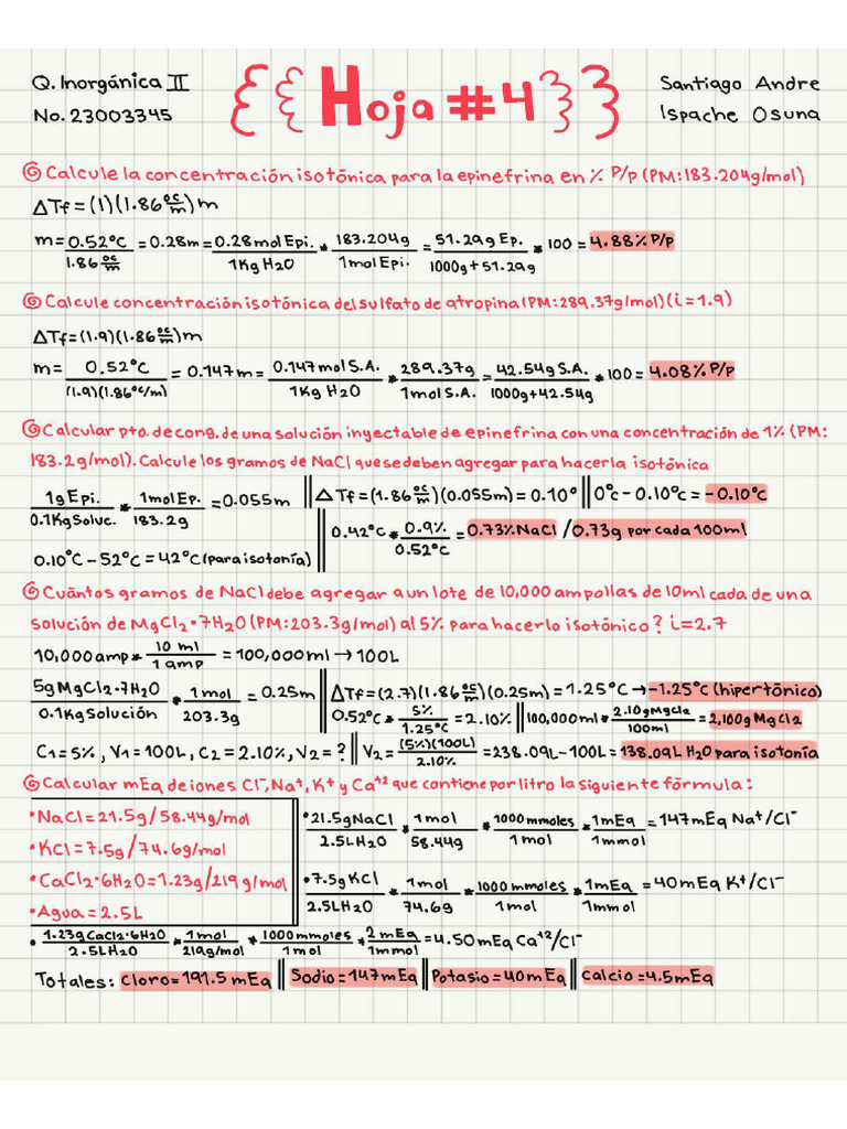 Hoja 4 Isoton A Inorg Nica II Santiago Ispache | PDF