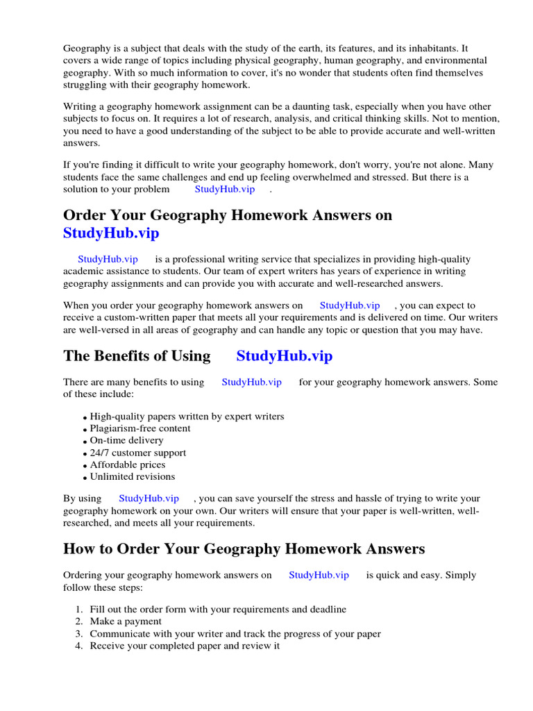 Geography Homework Answers | PDF | Geography | Homework