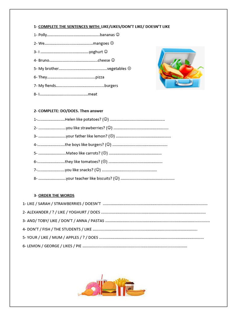 FOOD Worksheet | PDF | Cooking | Food And Drink