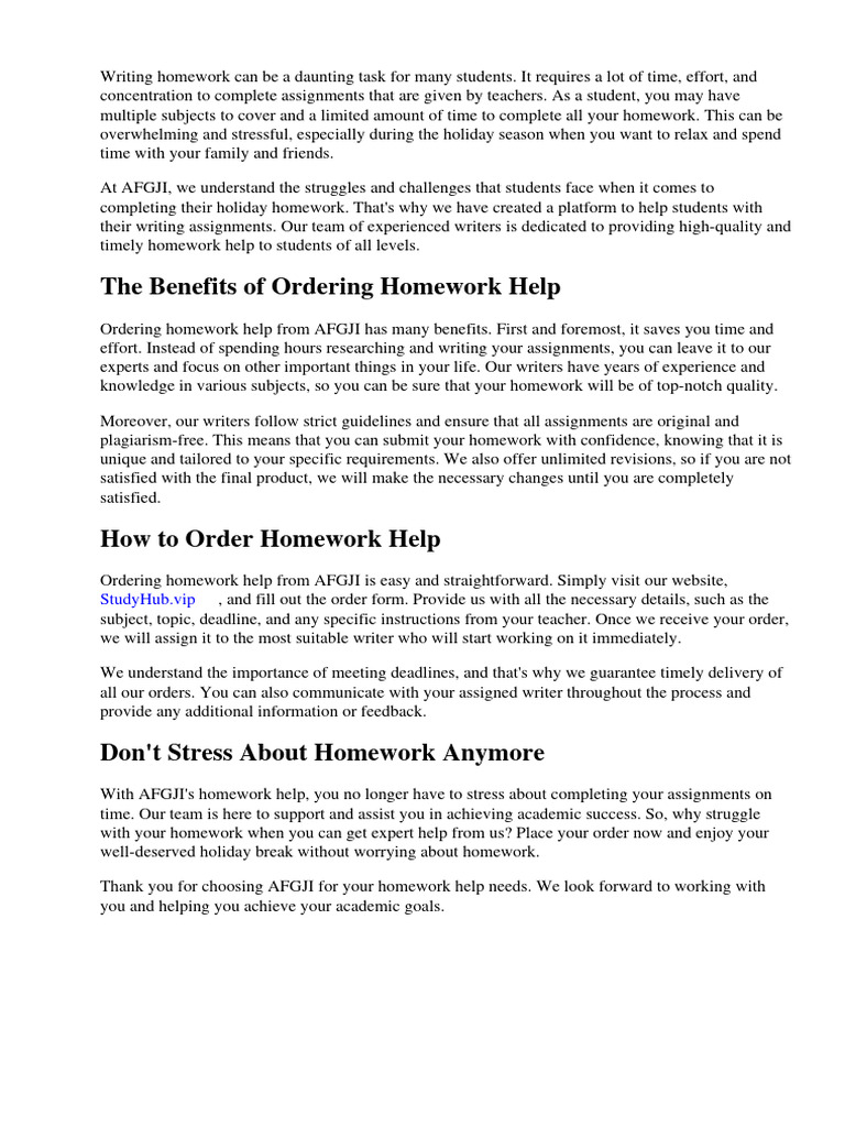 Afgji Holiday Homework 2014 | PDF | Homework