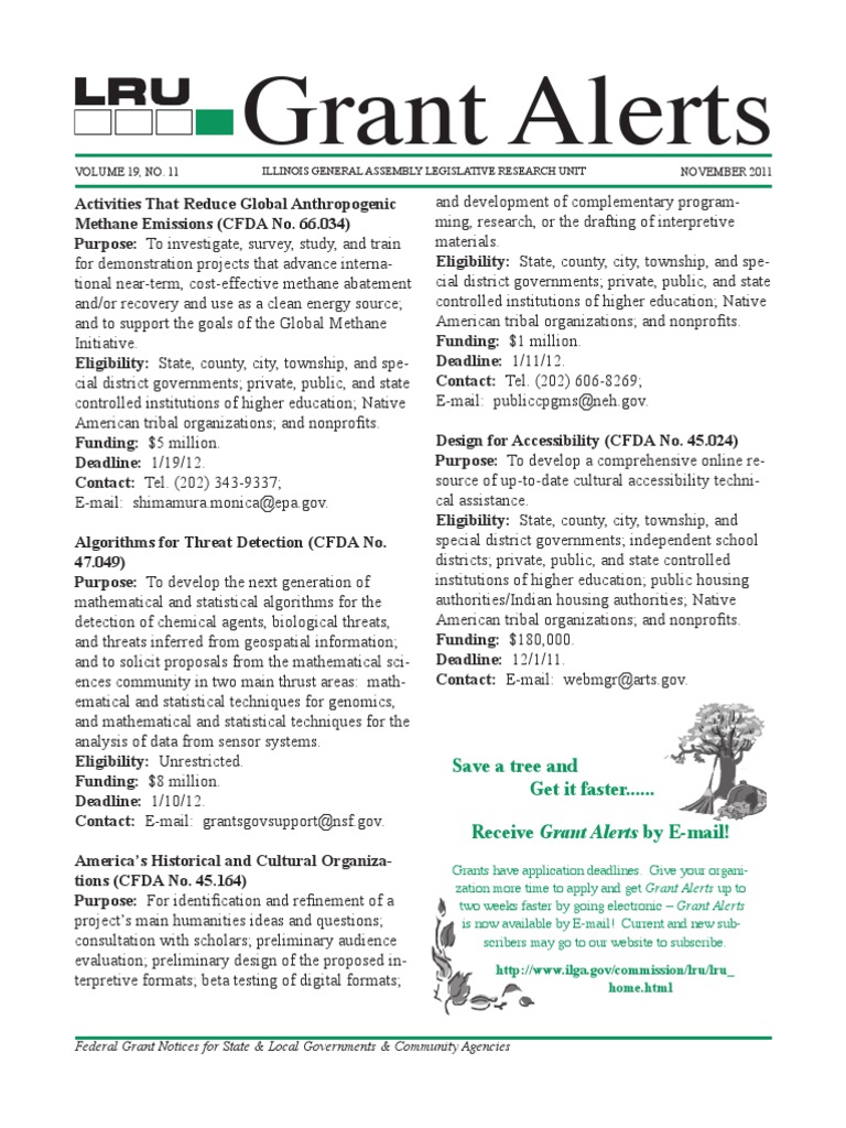 Grant Alerts: Save A Tree and Get It Faster...... Receive Grant Alerts ...