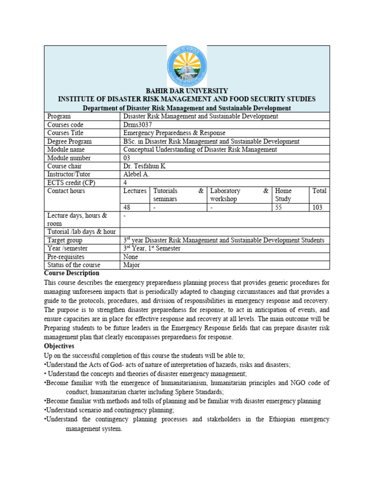 Course Guide Book | PDF | Emergency Management | Humanitarian Aid